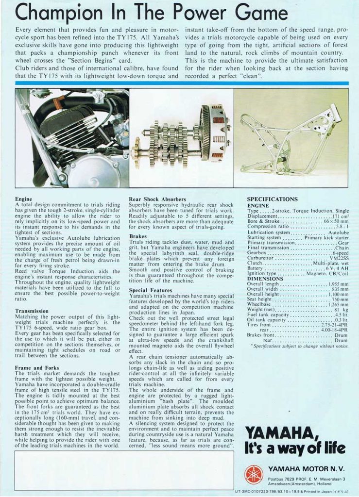 TY175 Through the years 1975-83